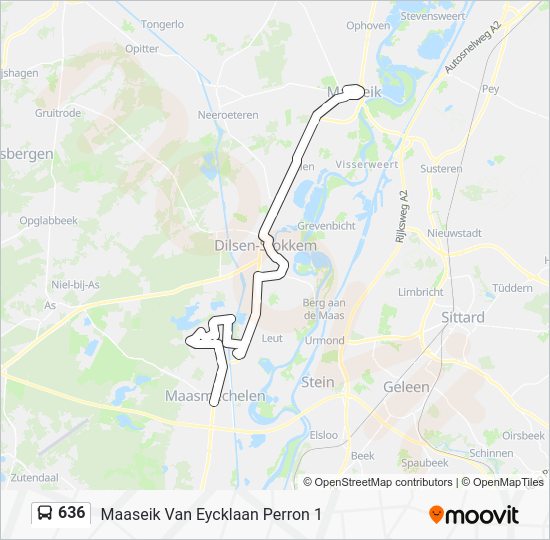 636 Route: dienstregelingen, haltes en kaarten - Maaseik Van Eycklaan ...
