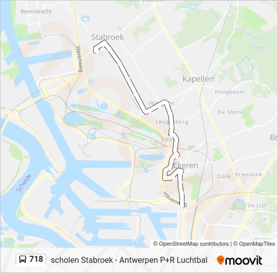 718 Route: Schedules, Stops & Maps - Antwerpen P+R Luchtbal (Updated)