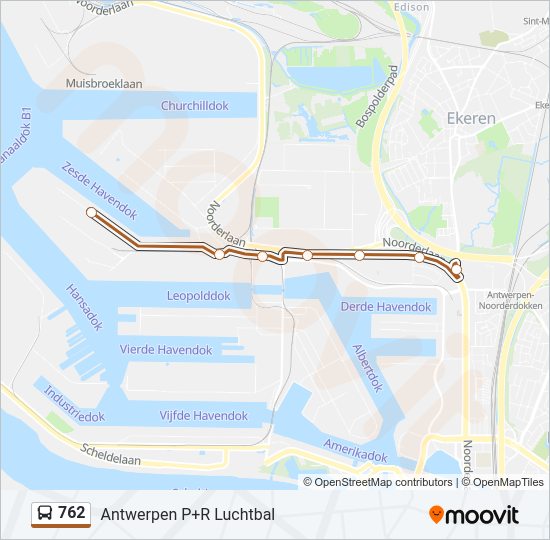 762 Itinéraire: Horaires, Arrêts & Plan - Antwerpen P+R Luchtbal (mis à ...