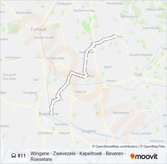 811 Route: dienstregelingen, haltes en kaarten - Roeselare Station ...