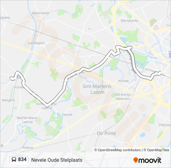 834 Route: Schedules, Stops & Maps - Nevele Oude Stelplaats (Updated)