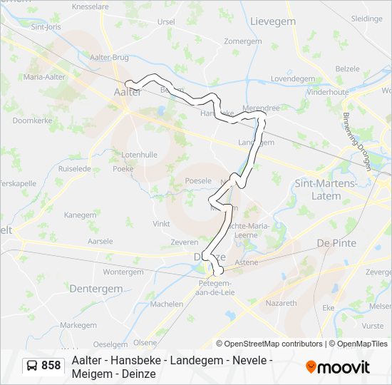 858 Route: dienstregelingen, haltes en kaarten - Deinze Station Perron ...