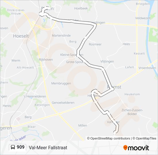 909 Route: dienstregelingen, haltes en kaarten - Val-Meer Fallstraat ...