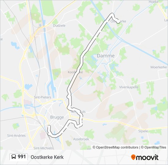 991 Route: Schedules, Stops & Maps - Oostkerke Kerk (Updated)