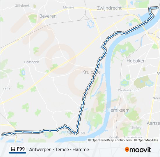 f99 Route: dienstregelingen, haltes en kaarten - Temse Tinelplaats ...