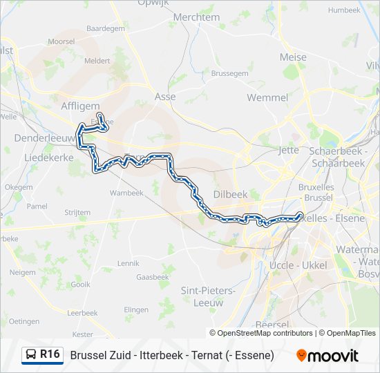 r16 Route: dienstregelingen, haltes en kaarten - Essene Olv-Kerk ...