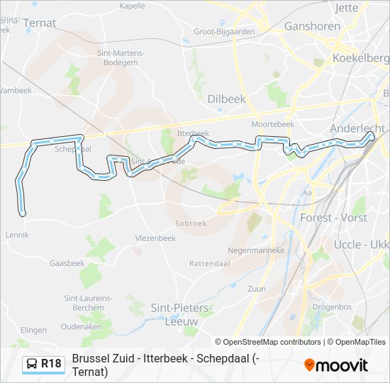 r18 Route: Schedules, Stops & Maps - Sint-Martens-Lennik Sint-Godelieve ...