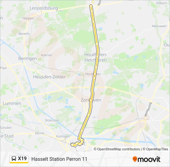 x19 Route: dienstregelingen, haltes en kaarten - Hasselt Station Perron ...