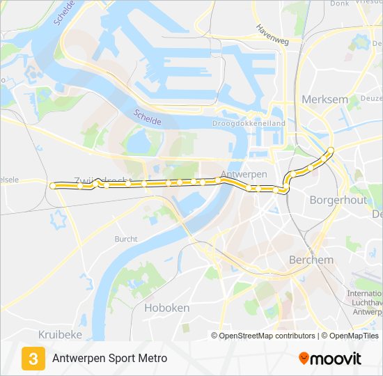 3 Route: dienstregelingen, haltes en kaarten - Antwerpen Sport Metro ...
