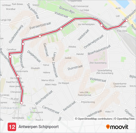12 Route: Schedules, Stops & Maps - Antwerpen Schijnpoort (Updated)
