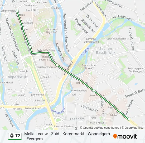 T2 Route: Schedules, Stops & Maps - Ghent South Platform 1 (Updated)