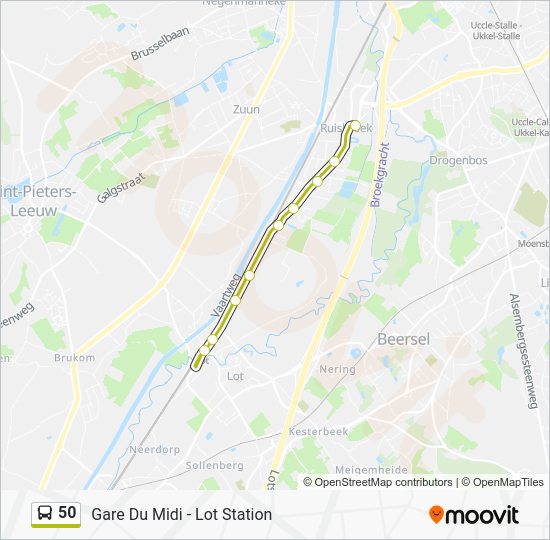 50 Itinéraire: Horaires, Arrêts & Plan - Kerk Ruisbroek (mis à jour)