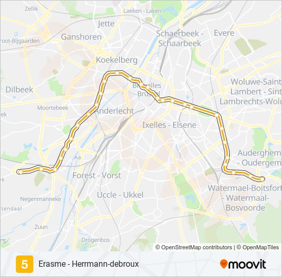 5 Itinéraire: Horaires, Arrêts & Plan - Erasme (mis à jour)