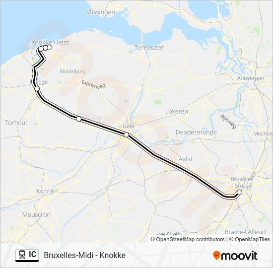 ic Itinéraire: Horaires, Arrêts & Plan - Knokke‎→Bruxelles-Midi (mis à ...
