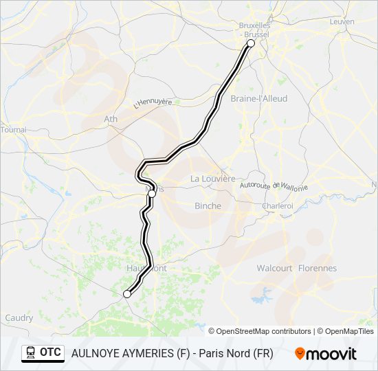 OTC Route: Schedules, Stops & Maps - Bruxelles-Midi‎→Aulnoye Aymeries ...