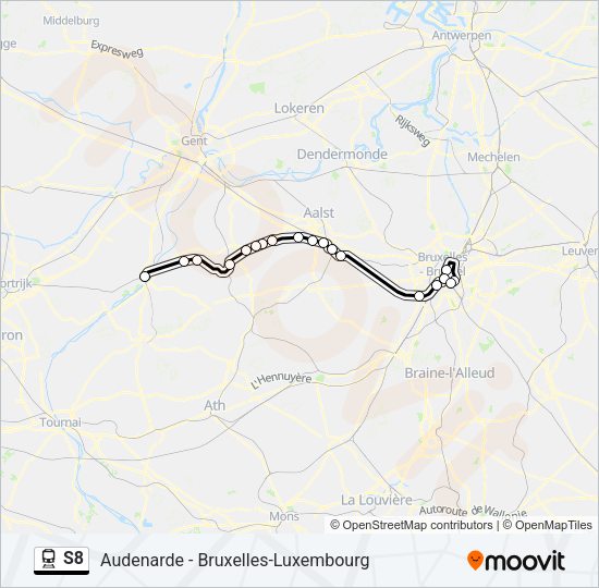 S8 Route: Schedules, Stops & Maps - Audenarde‎→Bruxelles-Luxembourg ...