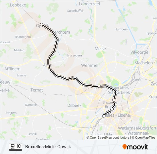 IC Route: Schedules, Stops & Maps - Bruxelles-Midi‎→Opwijk (Updated)