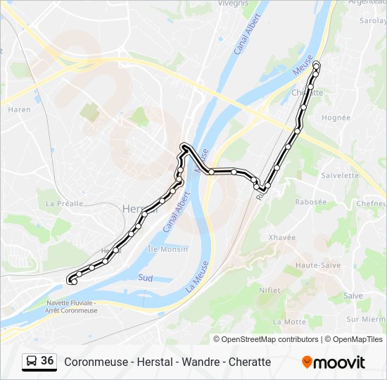 36 Route: Schedules, Stops & Maps - Liege Coronmeuse - Quai B‎→Cheratte ...