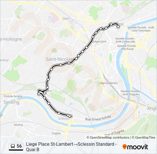 56 Route: Schedules, Stops & Maps - Liege Place St-Lambert‎→Sclessin ...