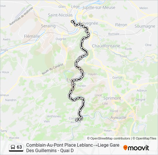 63 Route: Schedules, Stops & Maps - Comblain-Au-Pont Place Leblanc‎→ ...
