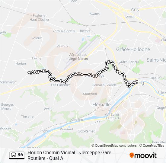 86 Route: Schedules, Stops & Maps - Horion Chemin Vicinal‎→Jemeppe Gare ...
