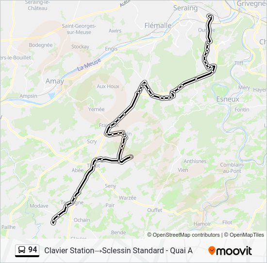 94 Itinéraire: Horaires, Arrêts & Plan - Clavier Station‎→Sclessin ...