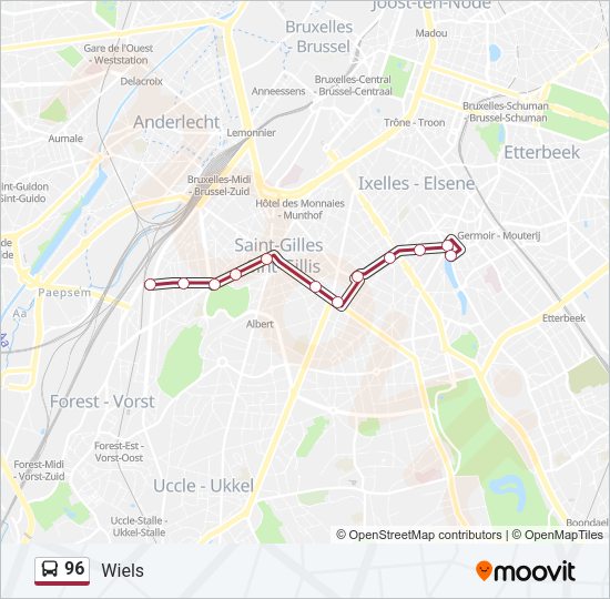 96 Route: Schedules, Stops & Maps - Wiels (Updated)