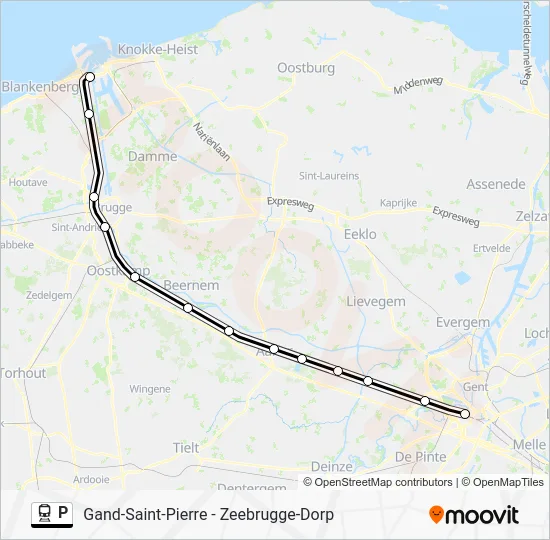 P Route: Schedules, Stops & Maps - Zeebrugge Village‎→Ghent St. Peter ...