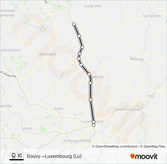 IC Route: Schedules, Stops & Maps - Gouvy‎→Luxembourg (Lu) (Updated)