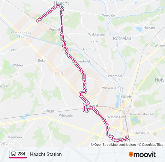 284 Route: dienstregelingen, haltes en kaarten - Haacht Station ...