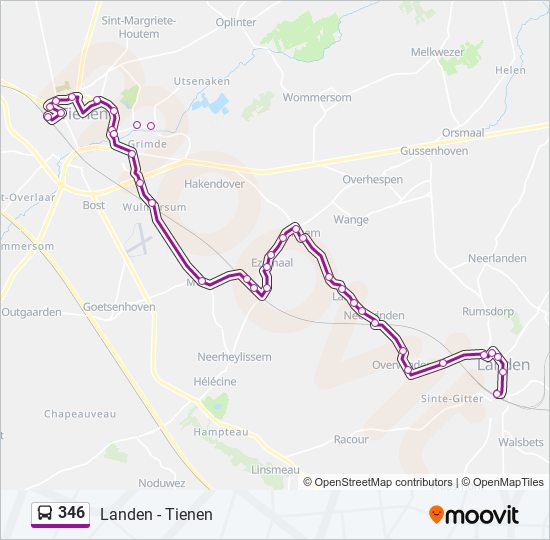 346 Route: dienstregelingen, haltes en kaarten - Tienen Station Perron ...