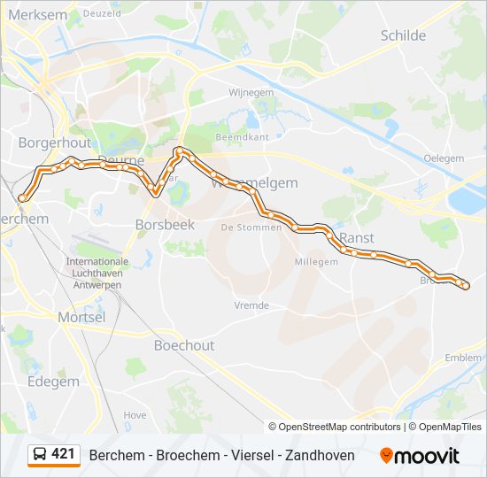 421 Route: dienstregelingen, haltes en kaarten - Broechem Stelplaats ...