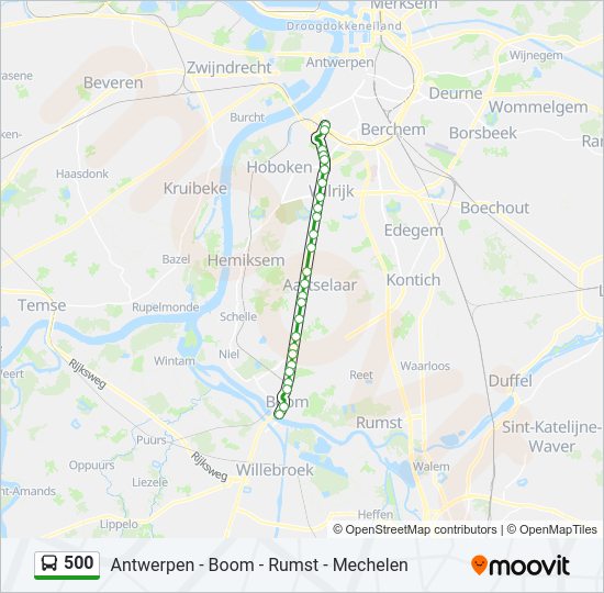 500 Route: dienstregelingen, haltes en kaarten - Boom Markt (Bijgewerkt)