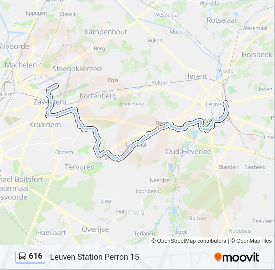 616 Itinéraire: Horaires, Arrêts & Plan - Leuven Station Perron 15 (mis ...