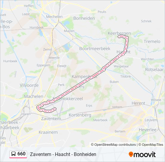 660 Route: dienstregelingen, haltes en kaarten - Keerbergen Kerk ...