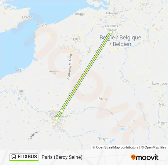 FLIXBUS Route: dienstregelingen, haltes en kaarten - Paris (Bercy Seine ...