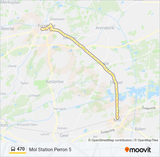 470 Route: dienstregelingen, haltes en kaarten - Mol Station Perron 5 ...