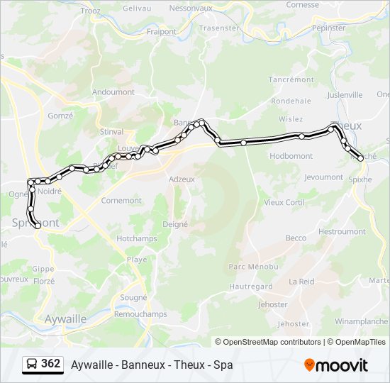 362 Itinéraire: Horaires, Arrêts & Plan - Sprimont Fond Leval‎→Theux St ...