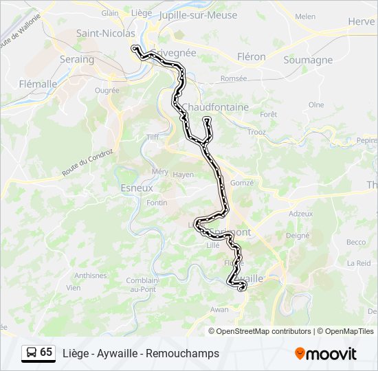 65 Route: Schedules, Stops & Maps - Aywaille Gare Sncb‎→Liege Gare Des ...
