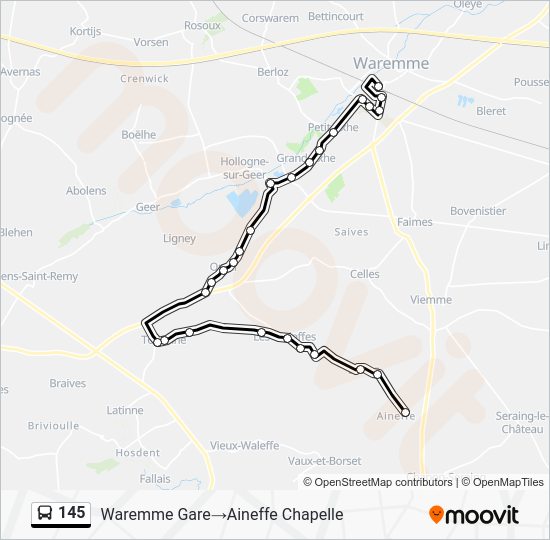 145 Route: Schedules, Stops & Maps - Waremme Gare‎→Aineffe Chapelle ...