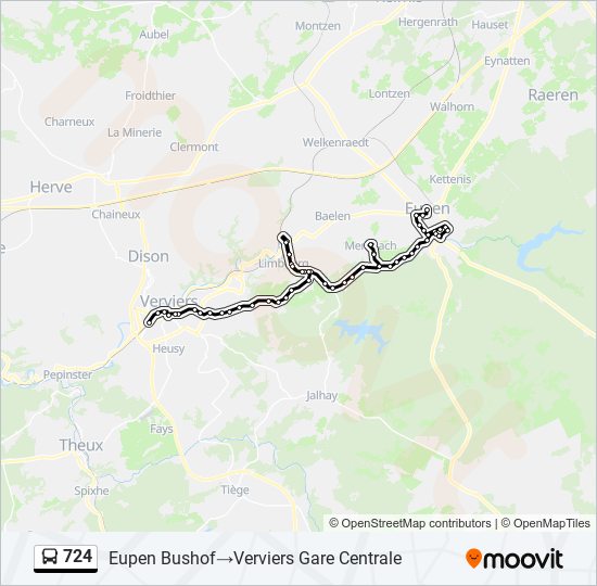 724 Route: Schedules, Stops & Maps - Eupen Bushof‎→Verviers Gare ...