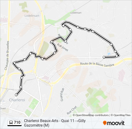 710 Itinéraire: Horaires, Arrêts & Plan - Charleroi Beaux-Arts - Quai ...