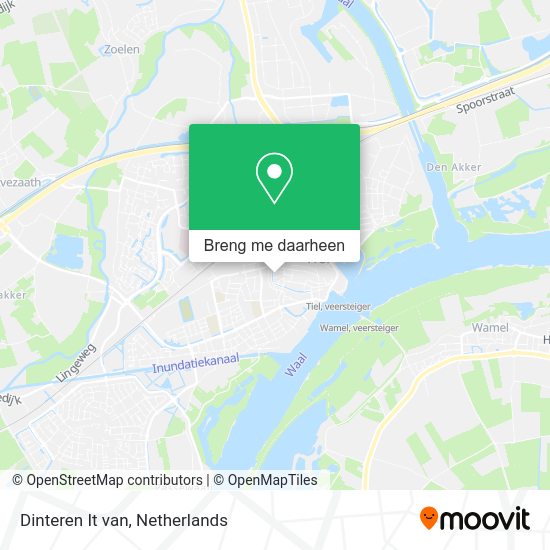 Hoe kom je bij Dinteren It van in Tiel met bus of trein?
