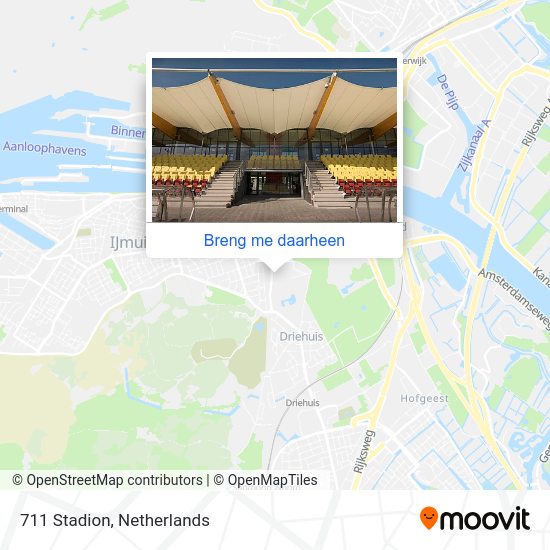 Hoe kom je bij 711 Stadion in Velsen met bus of trein?