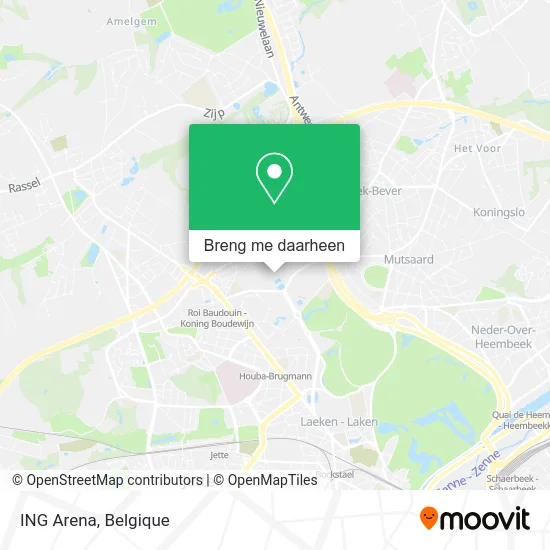 Hoe kom je bij ING Arena in Brussel met metro, bus, trein of tram?