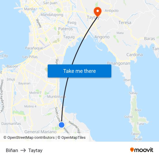 Biñan to Taytay with public transportation