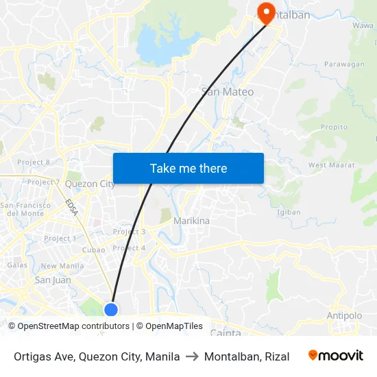 Ortigas Ave, Quezon City, Manila to Montalban, Rizal with public ...