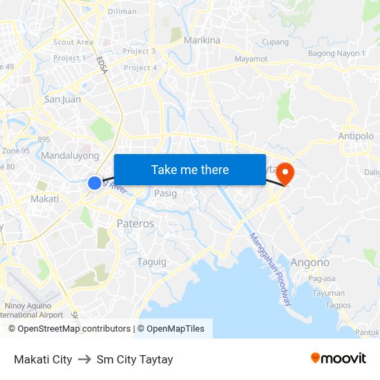 Makati City to Sm City Taytay with public transportation
