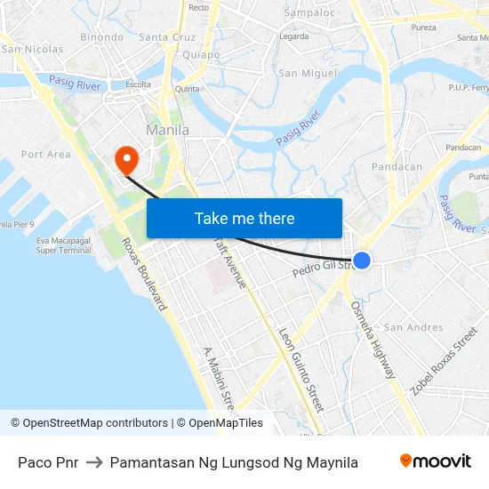 Paco Pnr to Pamantasan Ng Lungsod Ng Maynila with public transportation