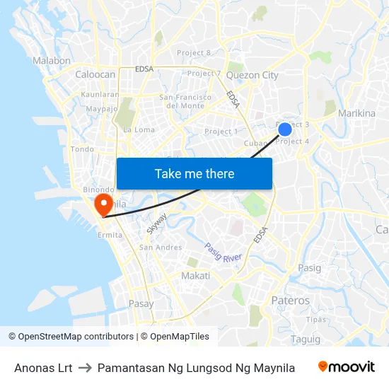 Anonas Lrt to Pamantasan Ng Lungsod Ng Maynila with public transportation